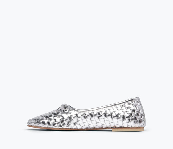 JADA SQUARE TOE BALLET FLAT - SILVER – Wildflower Clothing Inc.